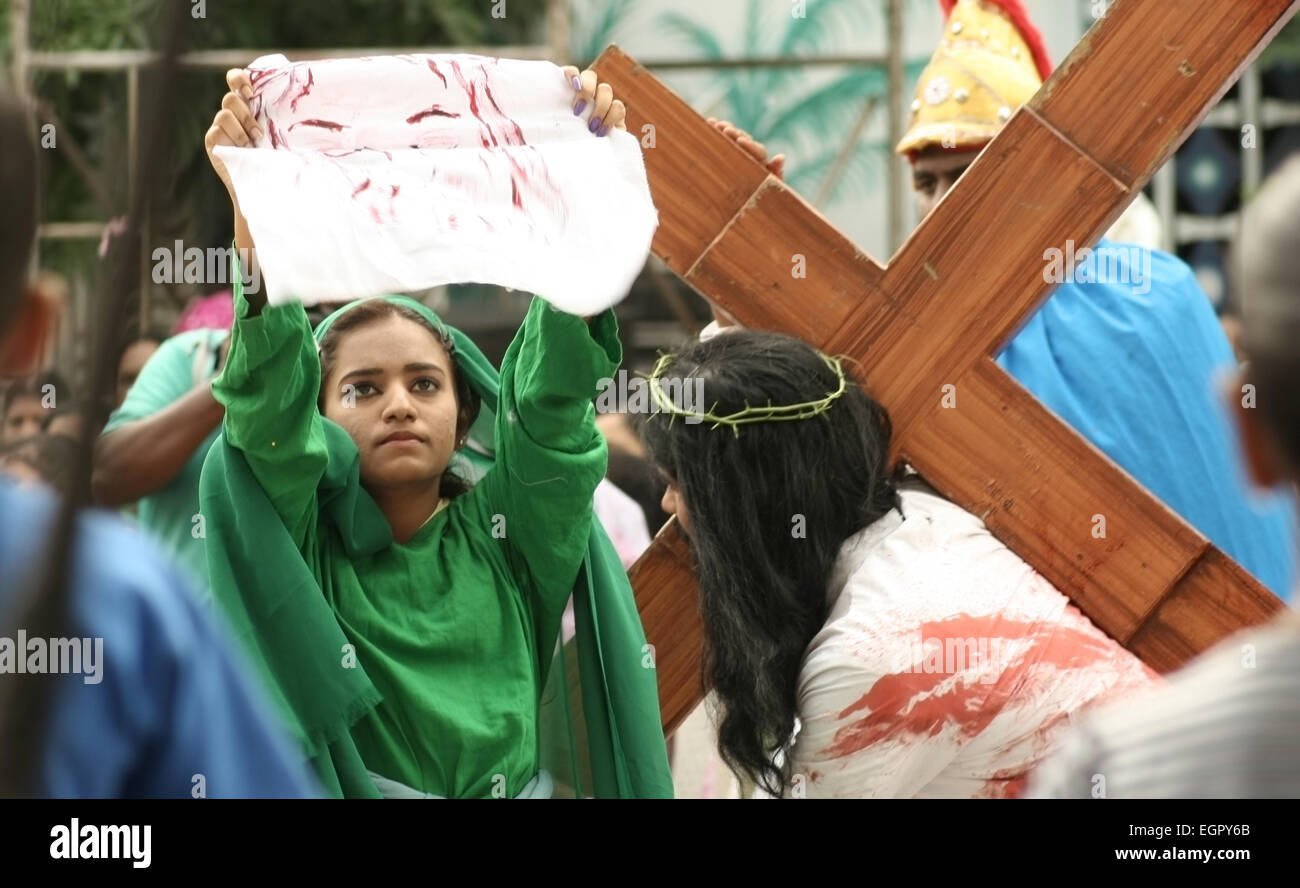 Good Friday is celebrated by enacting crucifixion of Jesus Christ in St ...
