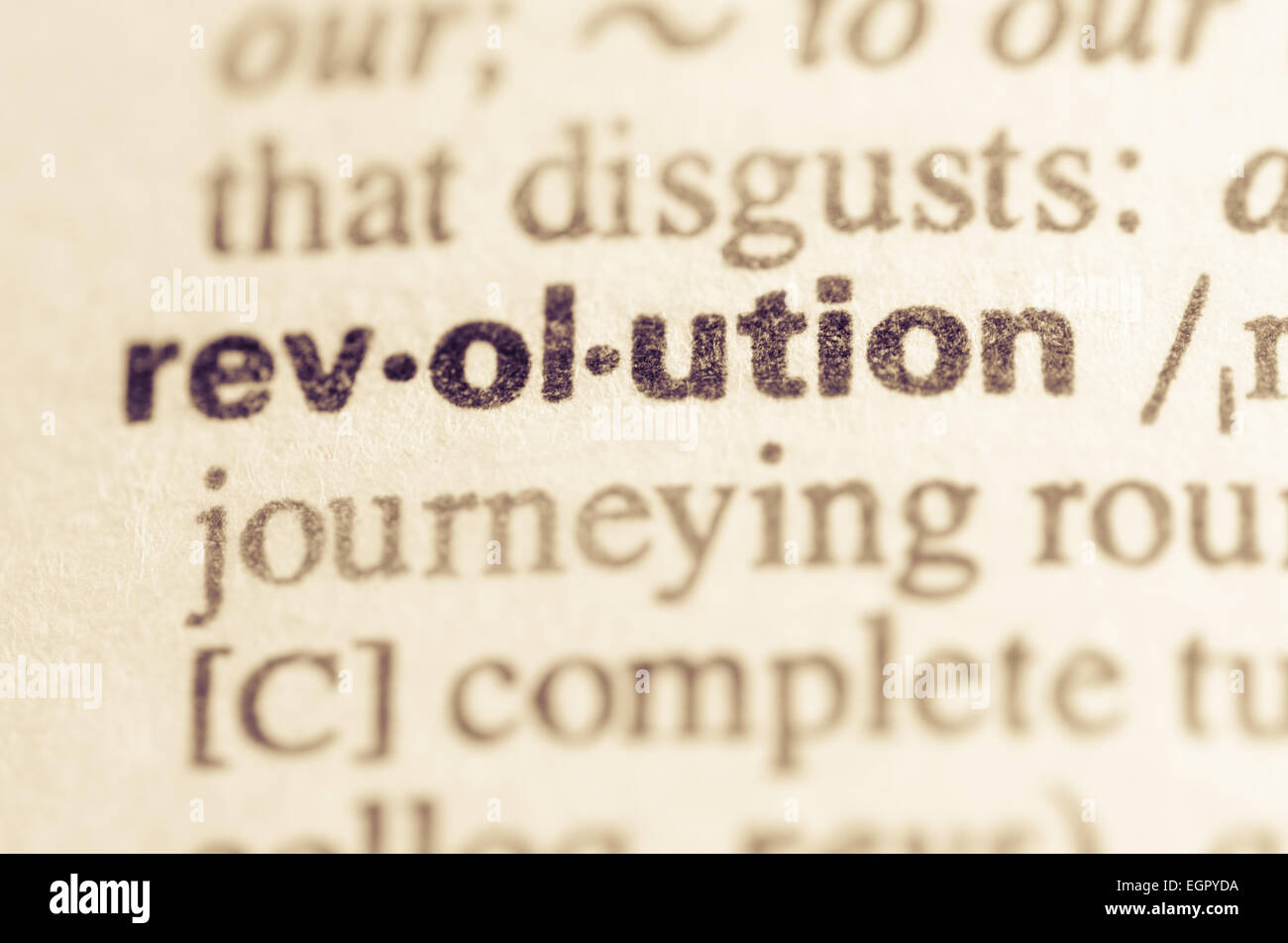 Definition of word revolution in dictionary Stock Photo - Alamy