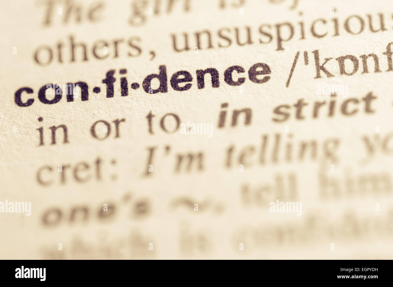 Definition of word confidence in dictionary Stock Photo - Alamy
