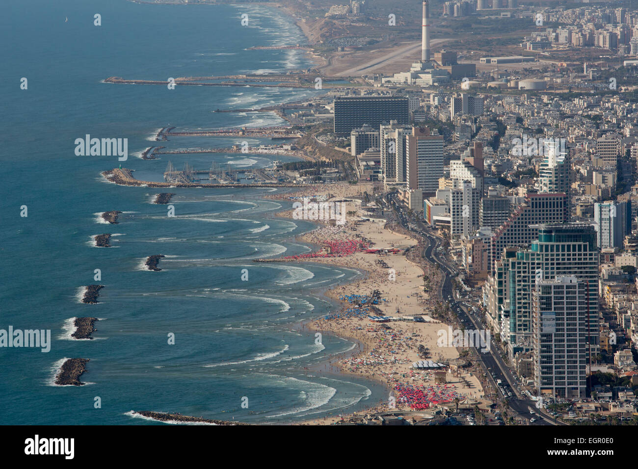 Aerial Photography of Tel Aviv coast line as seen from the south ...