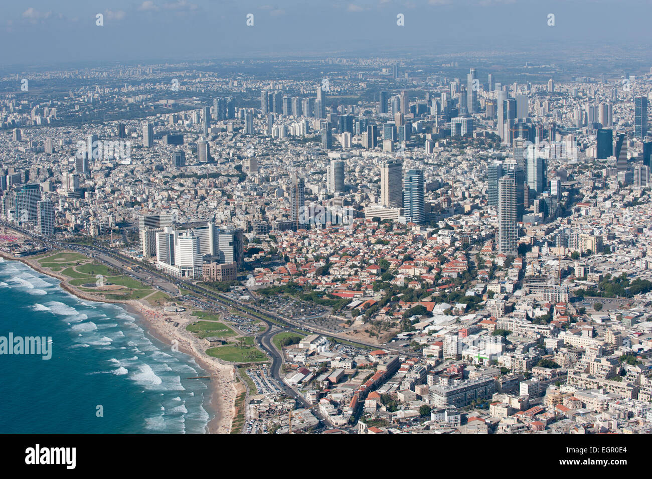 Aerial Photography of Tel Aviv coast line as seen from the south ...