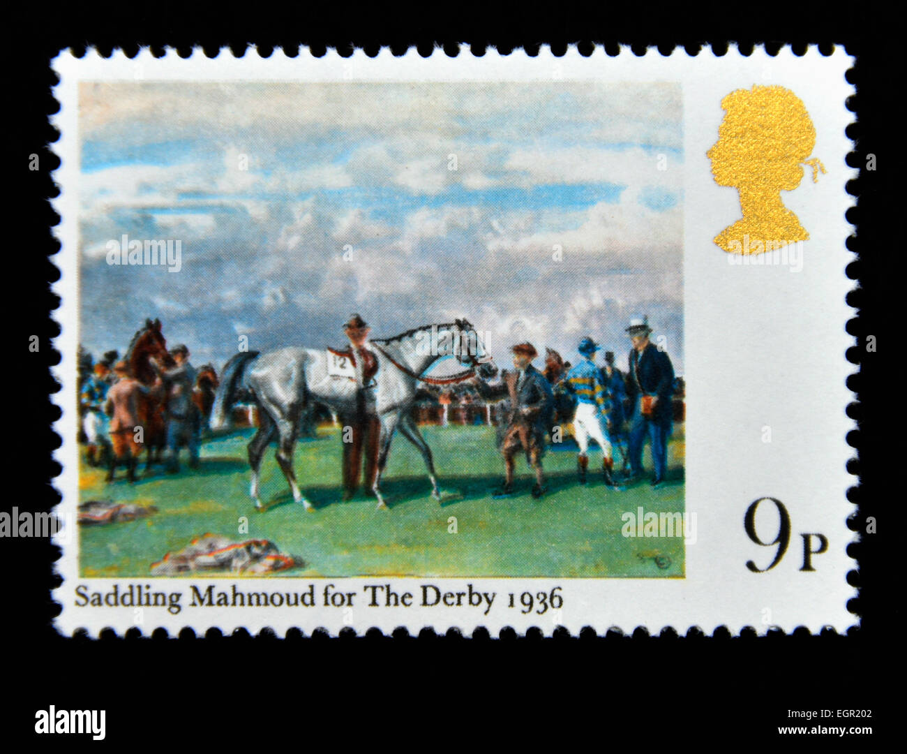 Postage stamp. Great Britain. Queen Elizabeth II. 1979. Horseracing ...