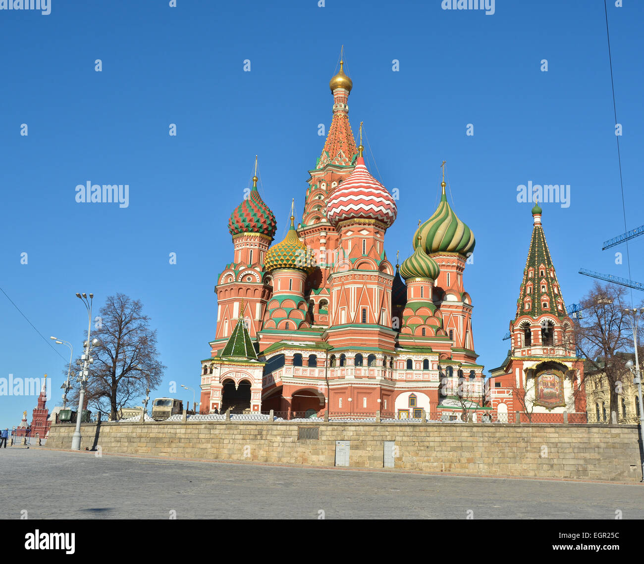 Domes of St. Basil's Cathedral on red square. The St. Basil's Cathedral ...