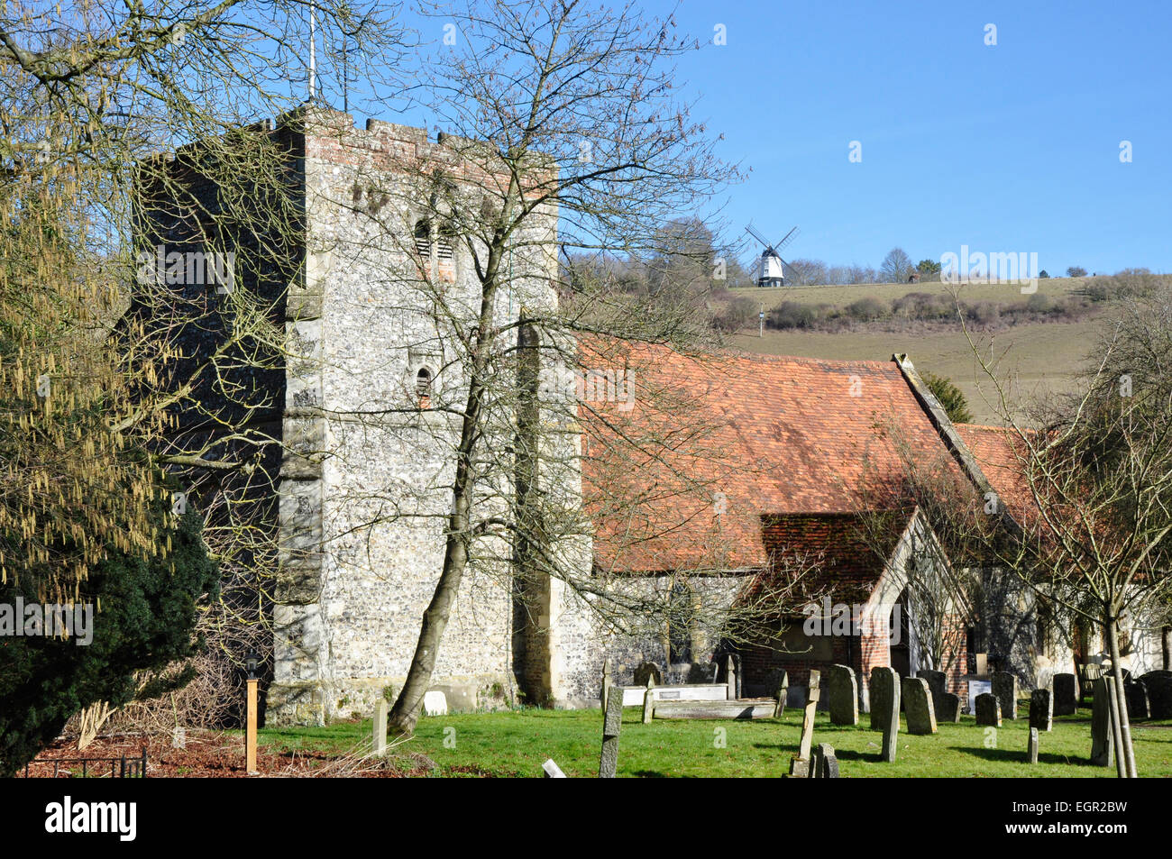 Bucks - Chiltern Hills -ancient Turville village church - backdrop of ...