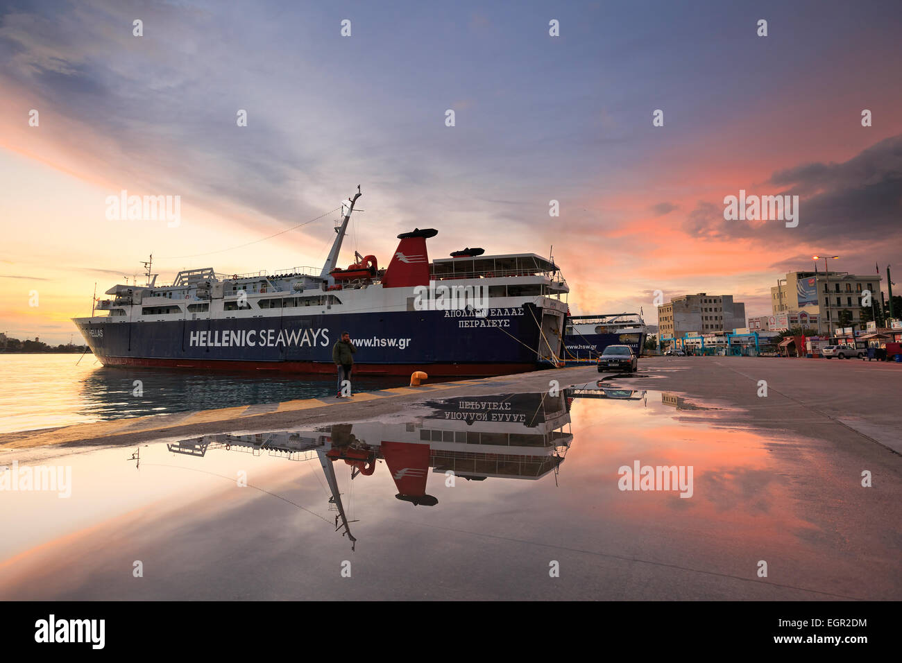 Hellenic Seaways ferry in passenger port of Piraeus, Athens, Greece ...