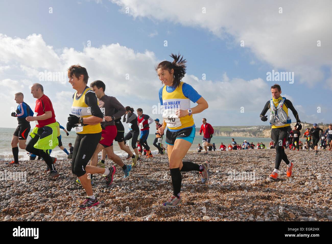 Seaton, Devon, UK. 1 March, 2015: Thousands of runners race along ...