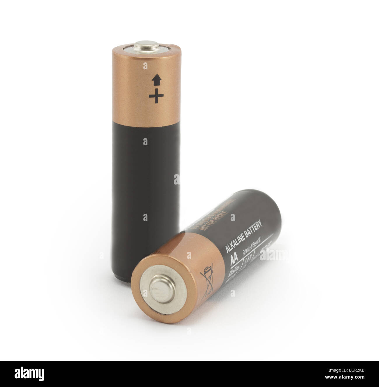 two batteries isolated on white background Stock Photo - Alamy