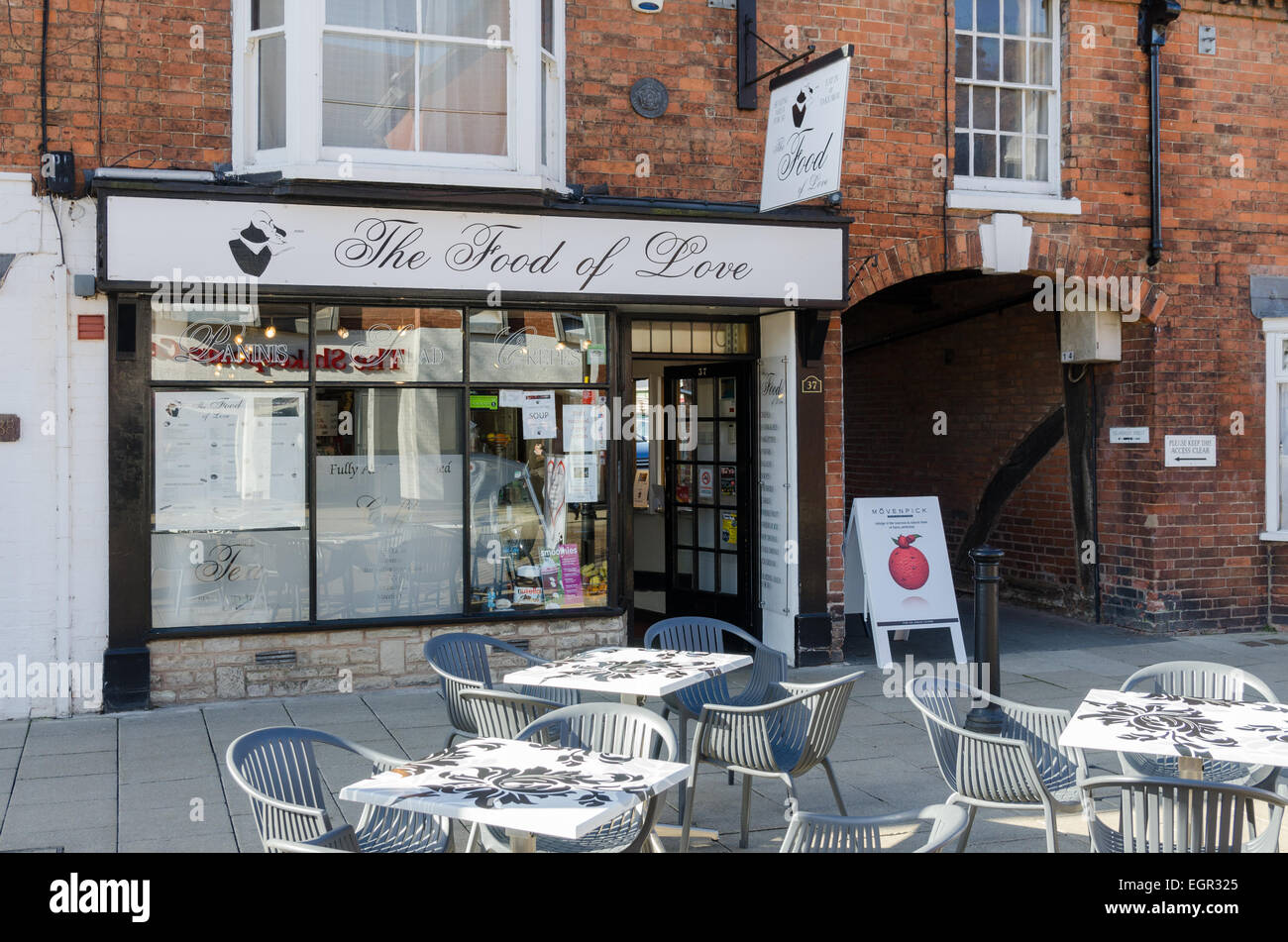 The Food of Love cafe in Stratford upon Avon Stock Photo - Alamy