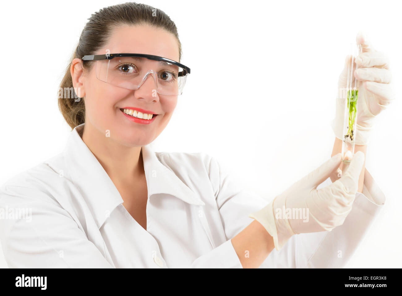 Young Woman working with plants in a lab Stock Photo - Alamy