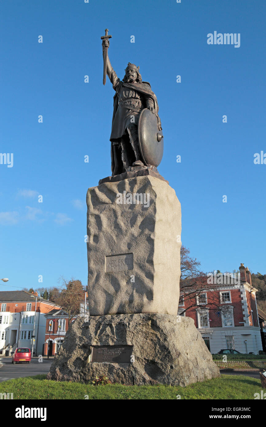 Bronze statue of King Alfred the Great, which stands at the eastern end ...
