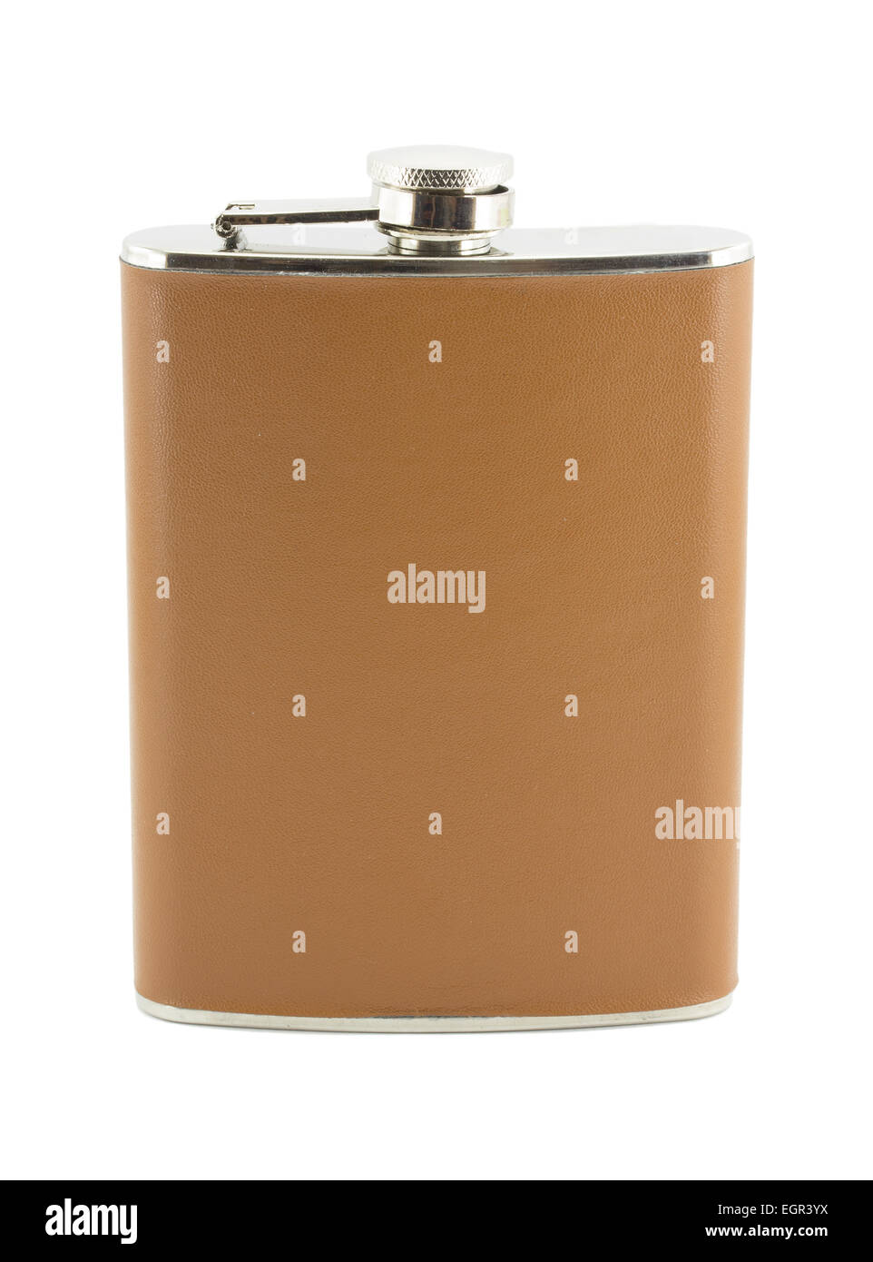 Metal flask for alcohol wrapped in leather Stock Photo - Alamy