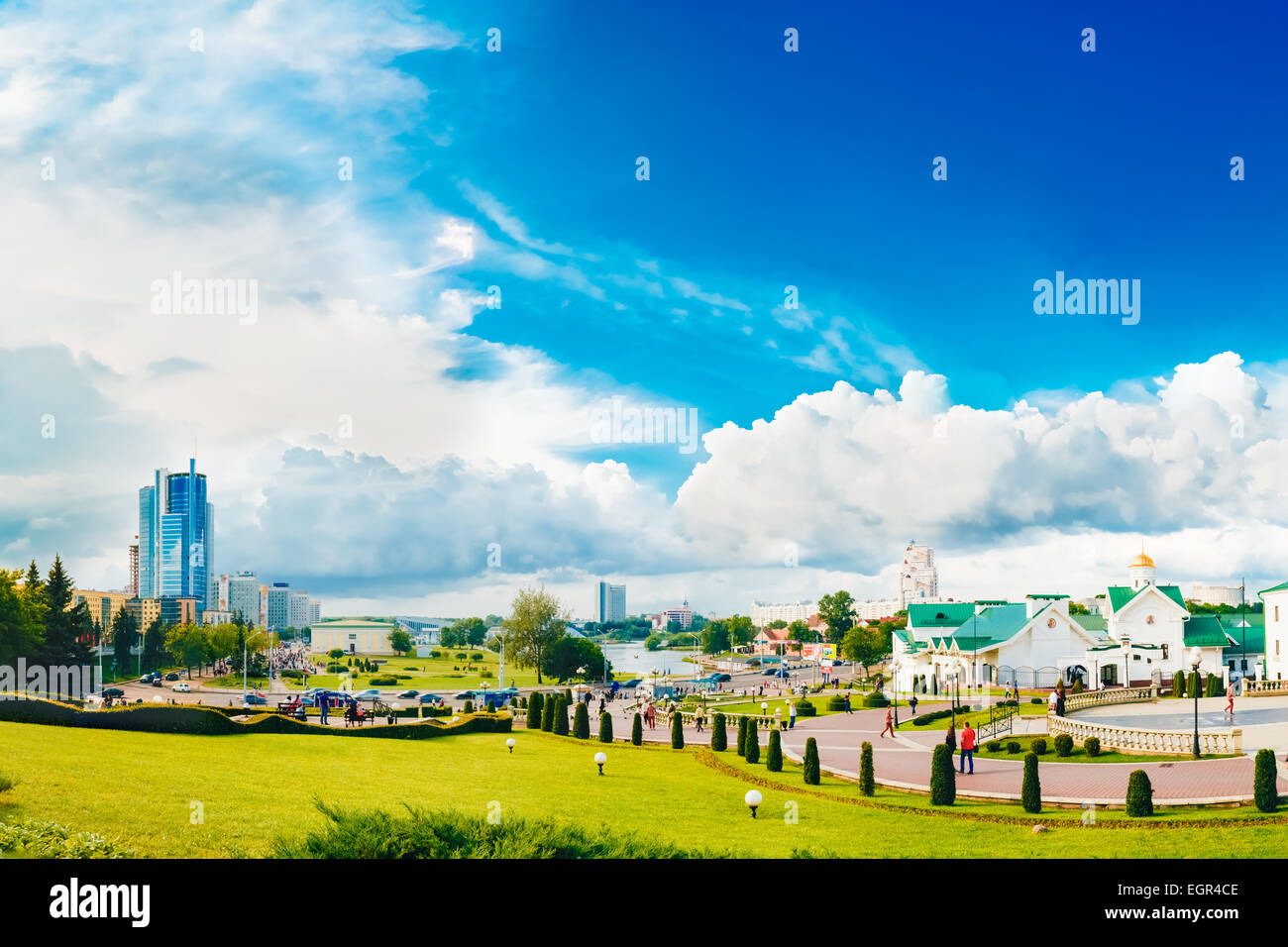 Panoramic View Of Modern Architecture Of Capital Of Belarus - Minsk ...