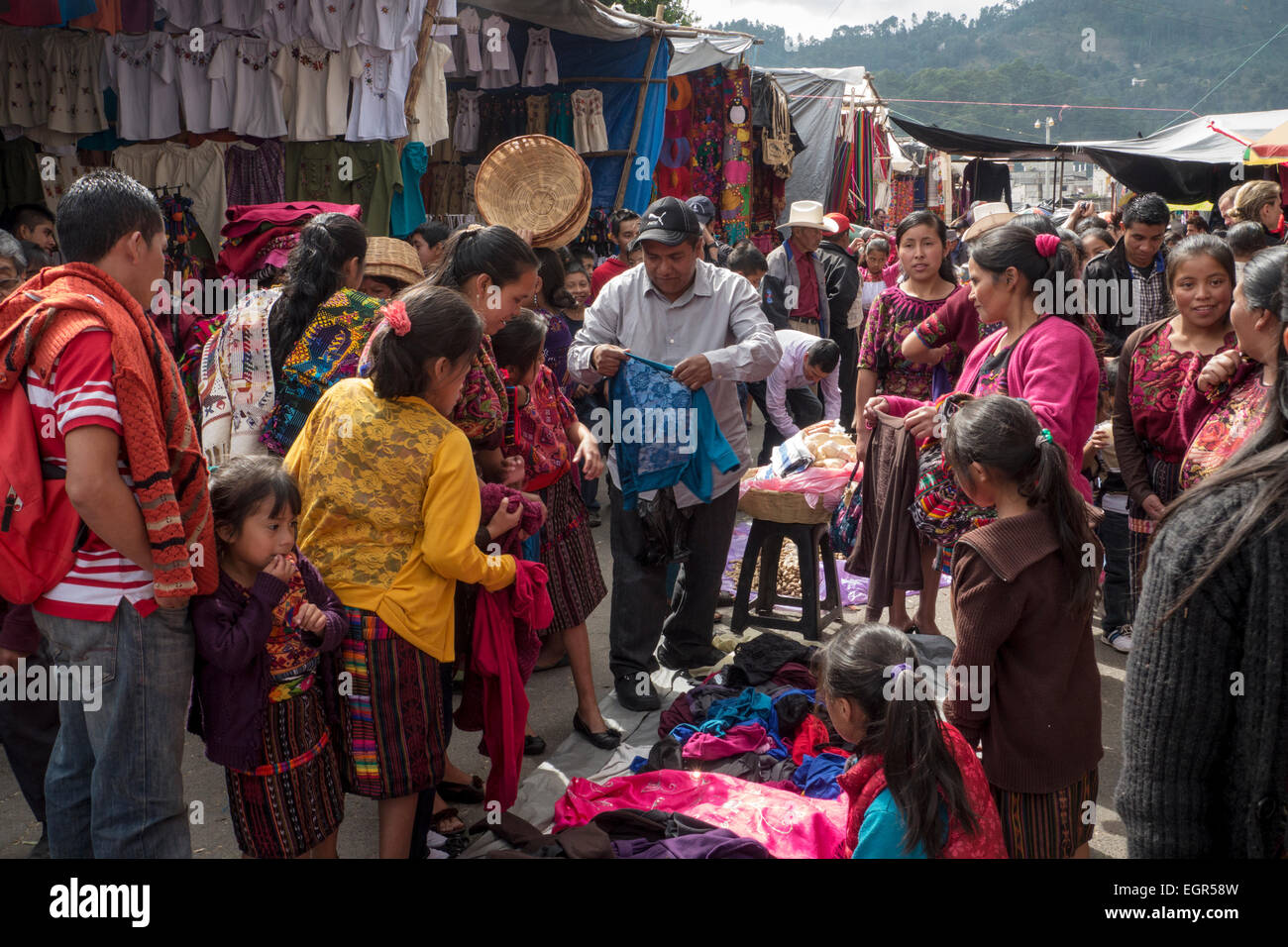 People of Chichicastenango shop at local market, Guatemala Stock Photo ...