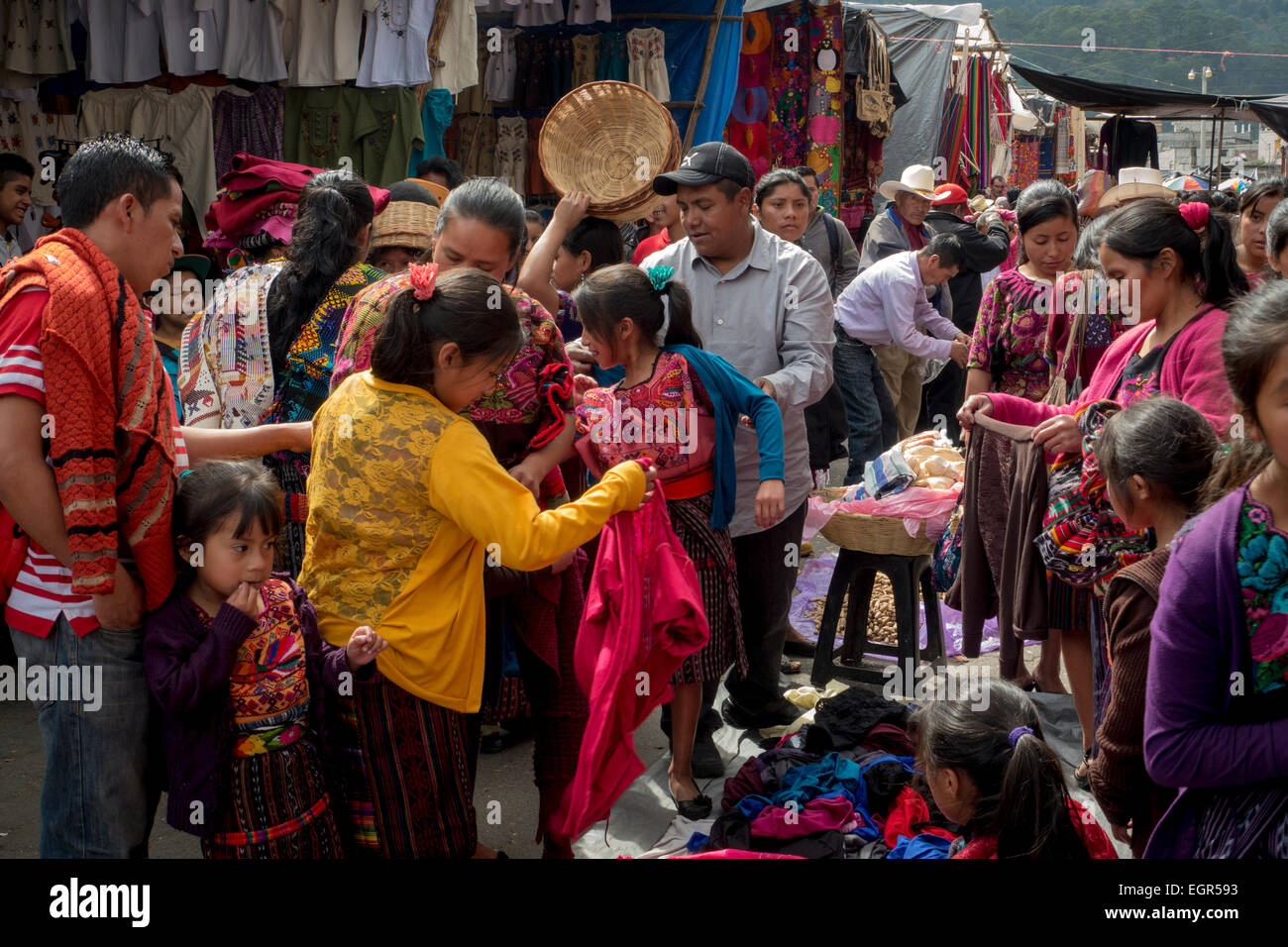 People of Chichicastenango shop at local market, Guatemala Stock Photo ...
