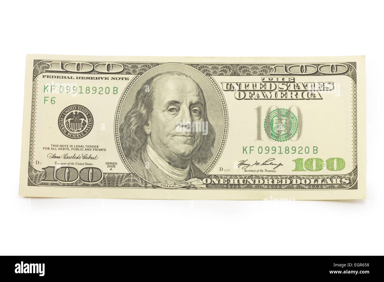 hundred dollars, money isolated on white background Stock Photo - Alamy