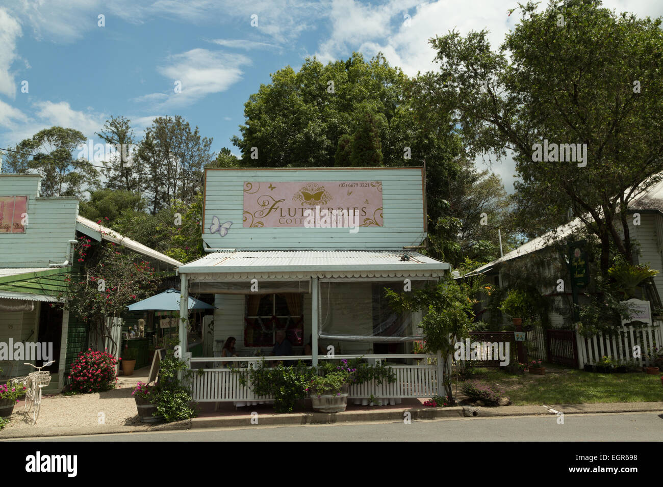 A photograph of the historic Flutterbies Cottage Cafe, in Tyalgum ...