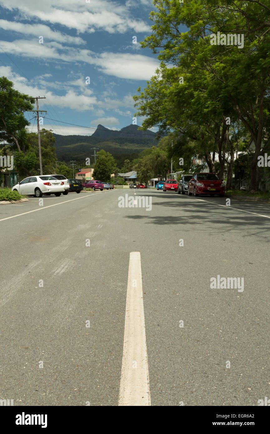 A photograph of the main street in Tyalgum, NSW, Australia. Tyalgum is ...