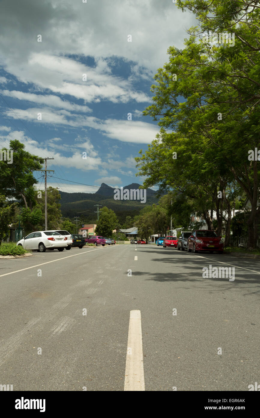 A photograph of the main street in Tyalgum, NSW, Australia. Tyalgum is ...