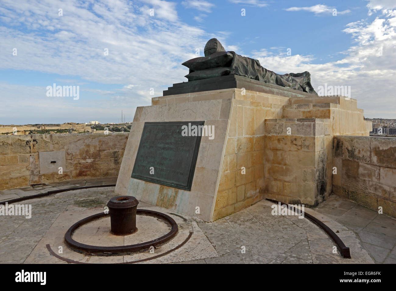Sailor's monument alongside Seige Bell monument, Valletta, Malta Stock ...