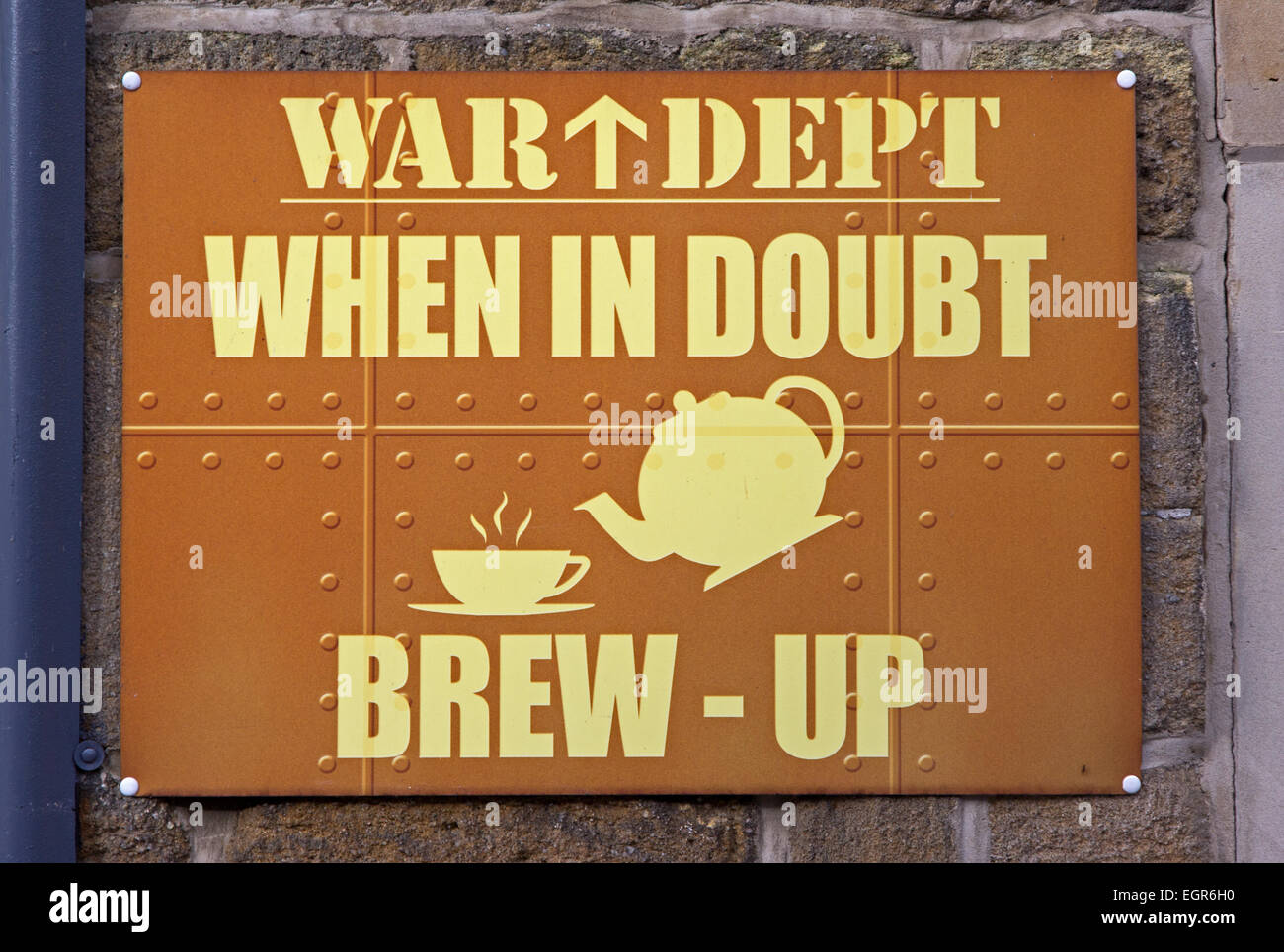 War Dept "When in doubt brew-up" sign Stock Photo - Alamy