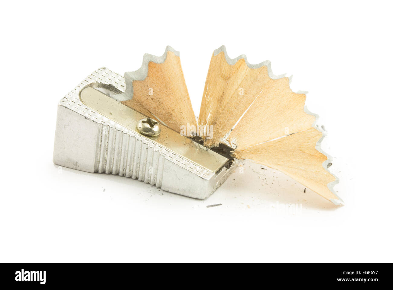 sharp pencil and a metal sharpener on a white background Stock Photo ...