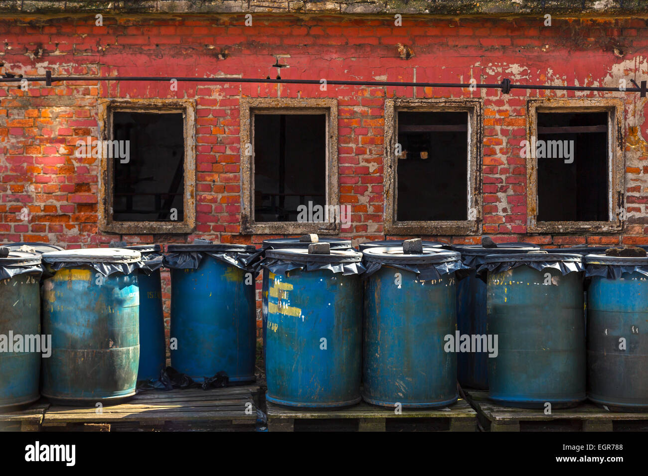 Several barrels of toxic Stock Photo - Alamy