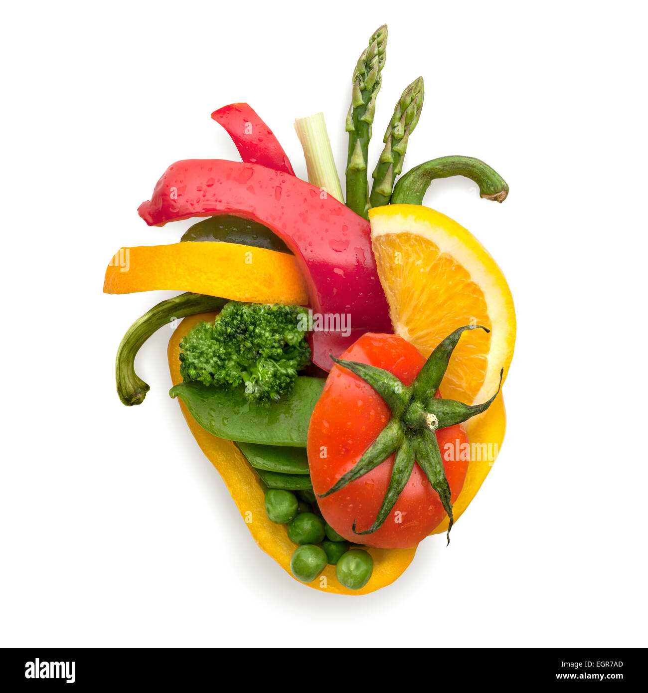 Heart Made Of Fruits And Vegetables Healthy Food In Heart Shape Stock