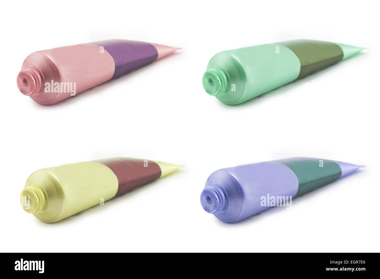 color paint tube squeezed on white background Stock Photo - Alamy