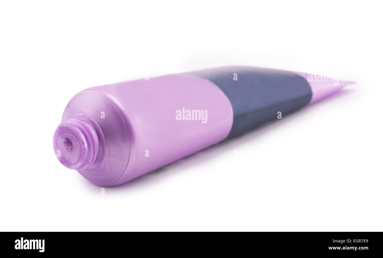 color paint tube squeezed on white background Stock Photo - Alamy