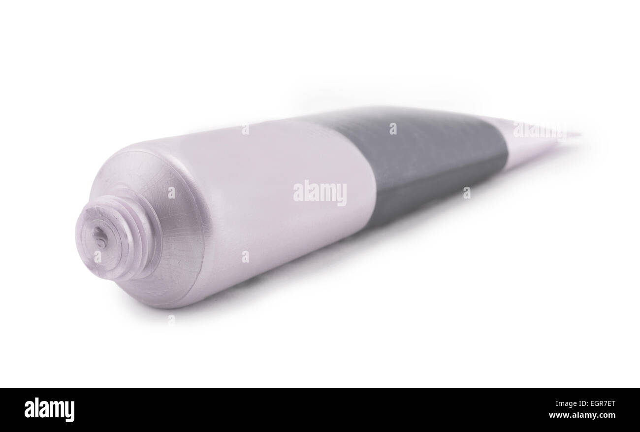 color paint tube squeezed on white background Stock Photo - Alamy