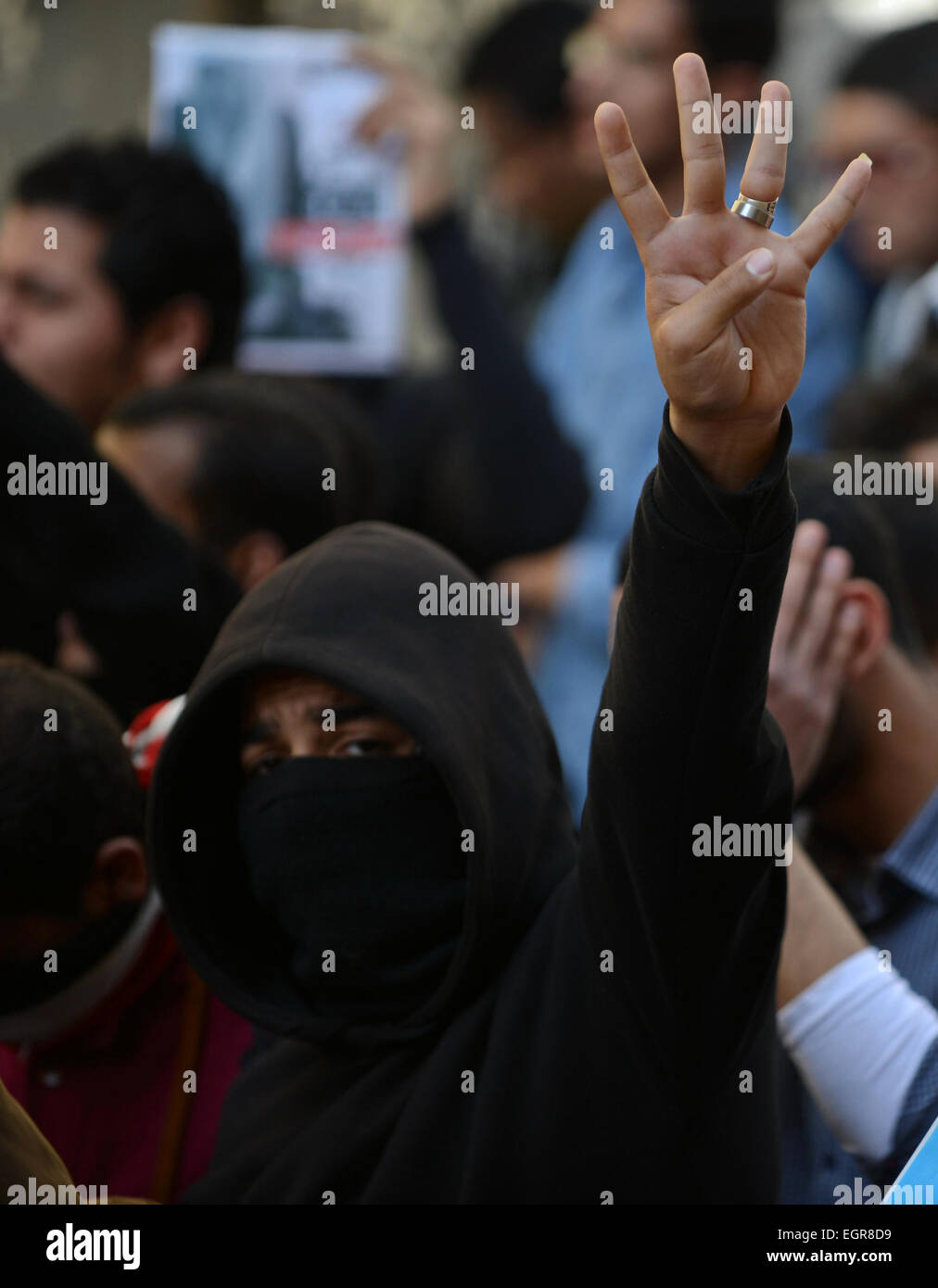 Cairo, Egypt. 1st Mar, 2015. An Egyptian student who support ousted ...