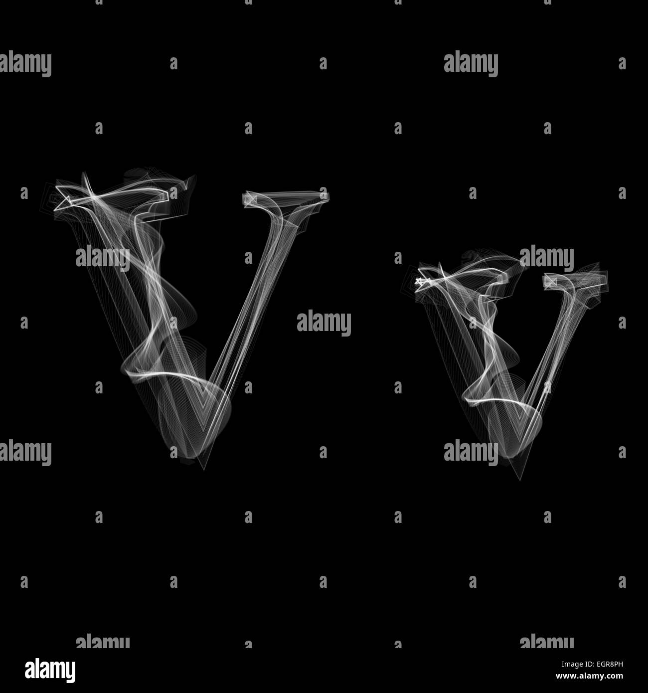 Smoke font. Letter V Stock Photo - Alamy