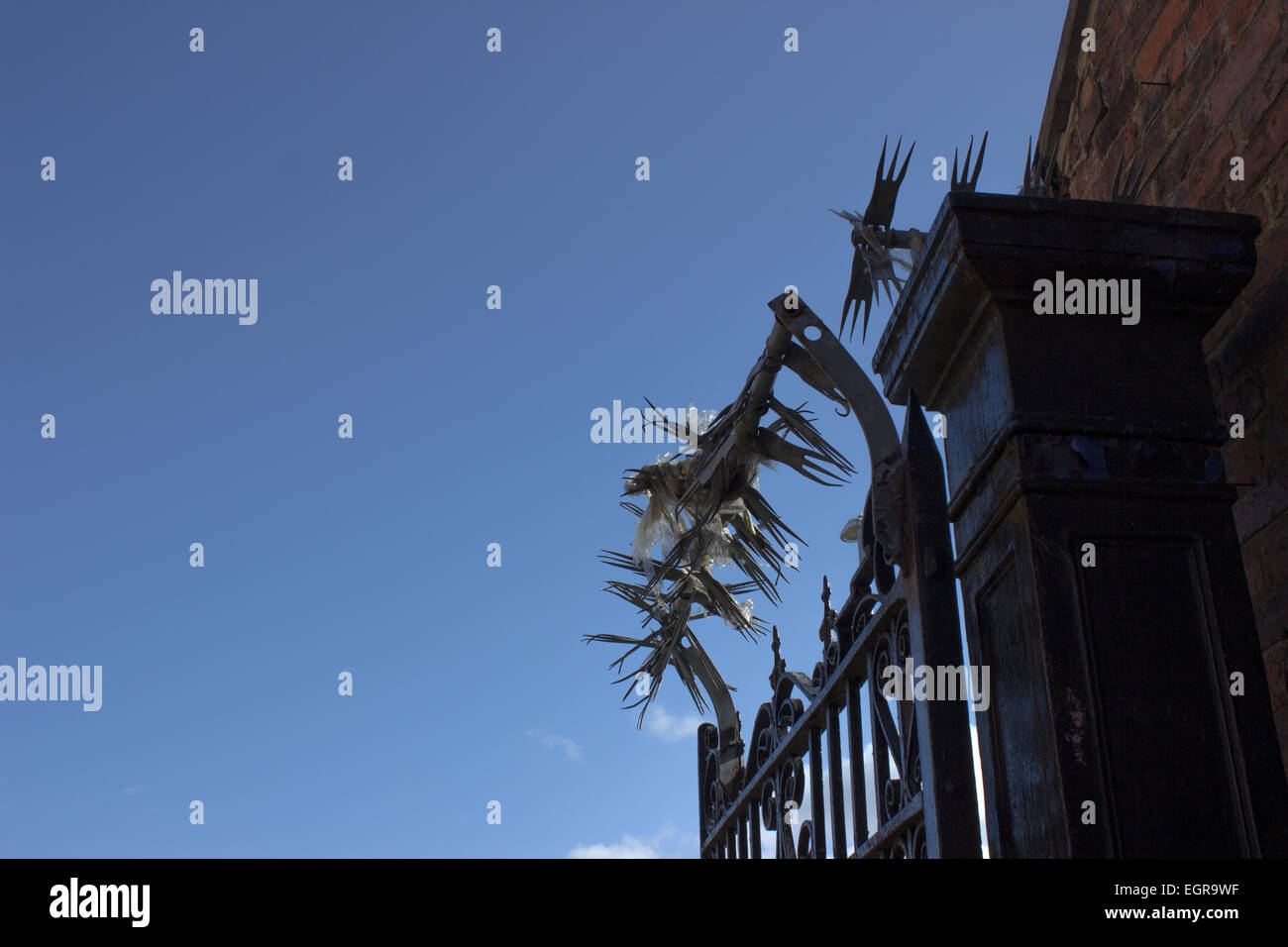 Spiked rotating security fence Stock Photo - Alamy