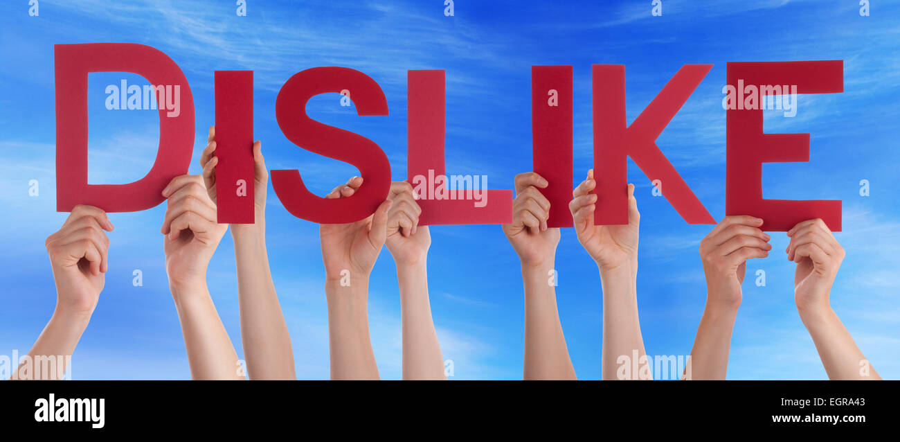 Many Caucasian People And Hands Holding Red Straight Letters Or ...