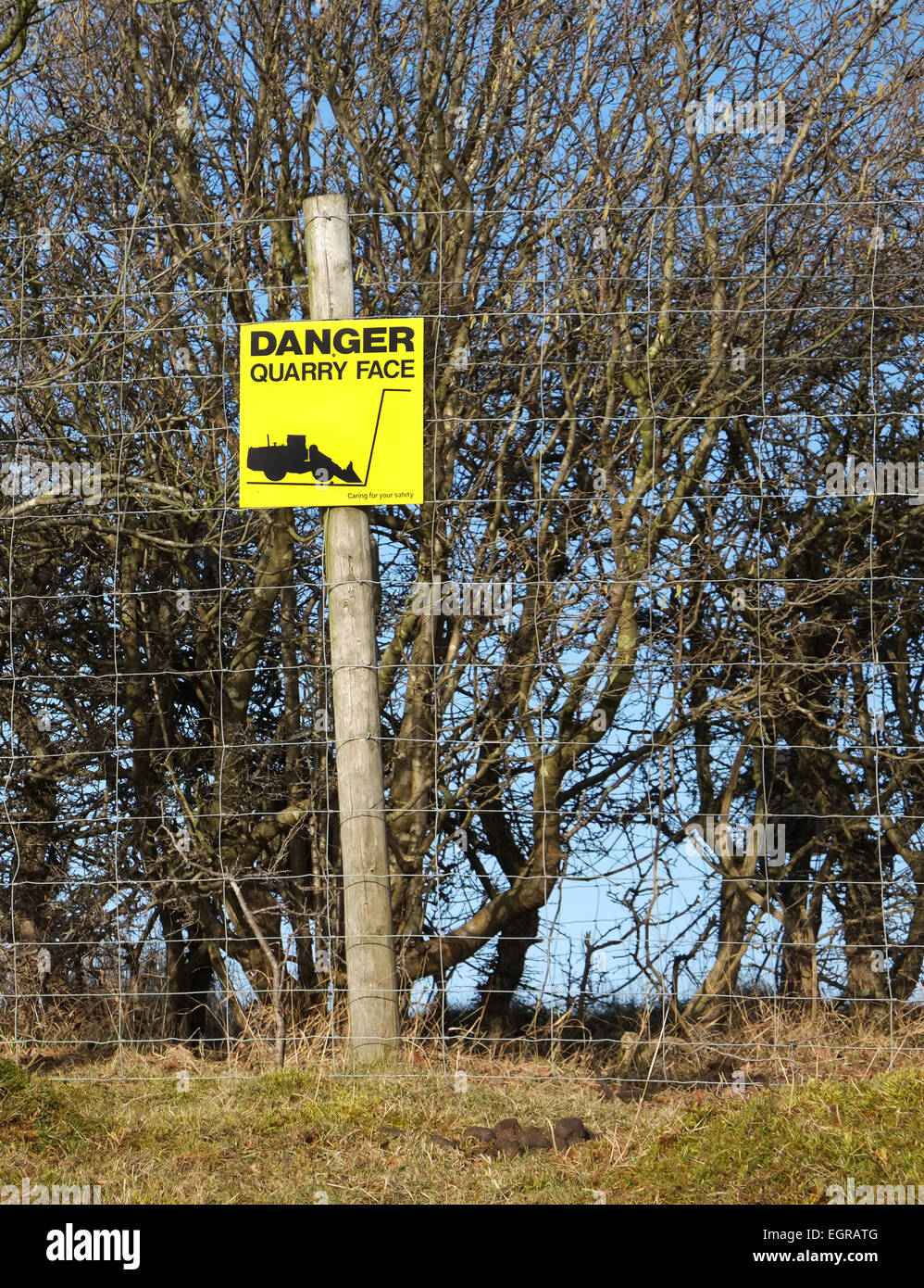 Signs to warn of a dangerous quarry 1 March 2015 Stock Photo - Alamy