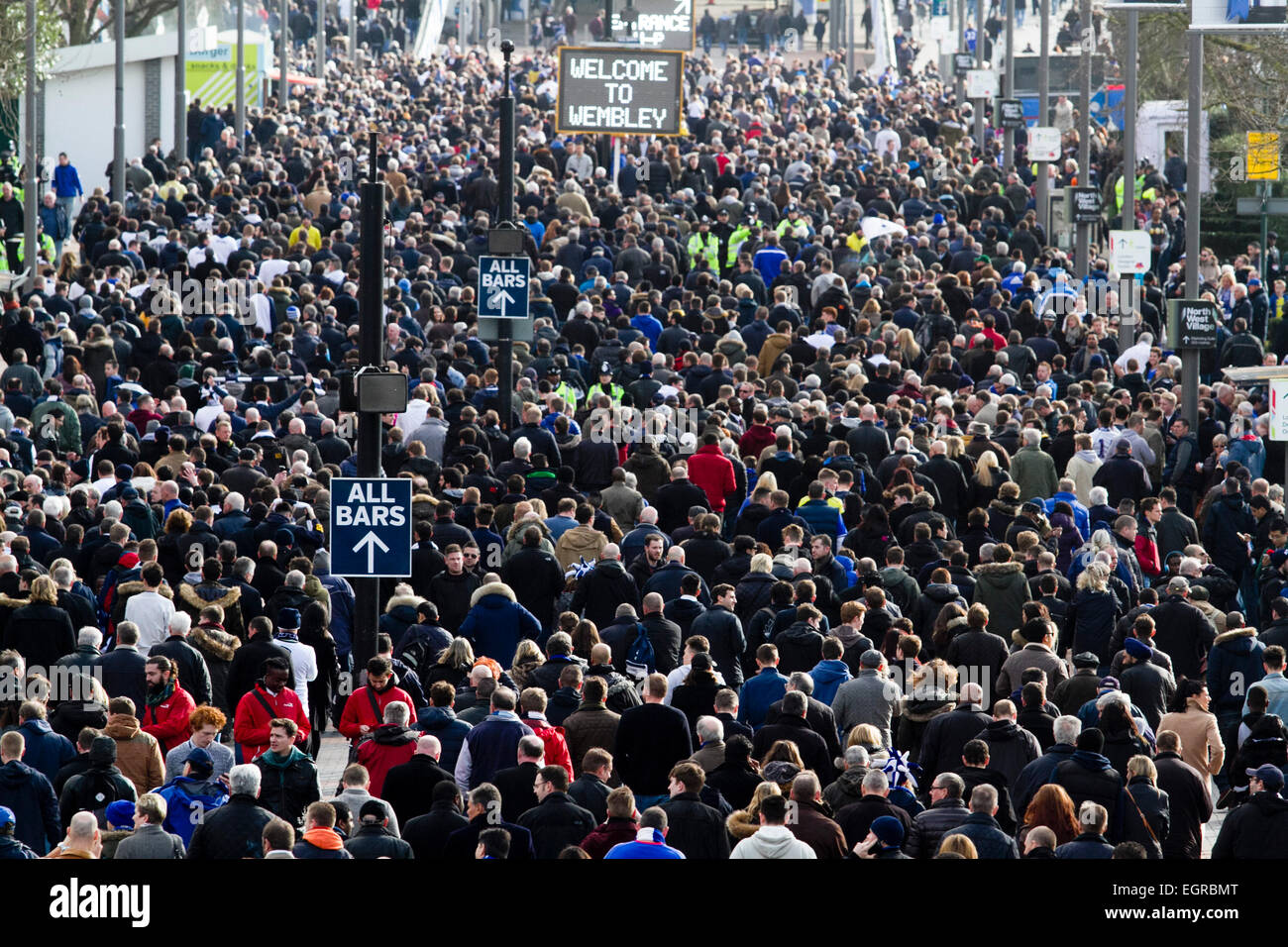 Wembley London,UK. 1st March 2015. Thousands of football fans arrive at ...