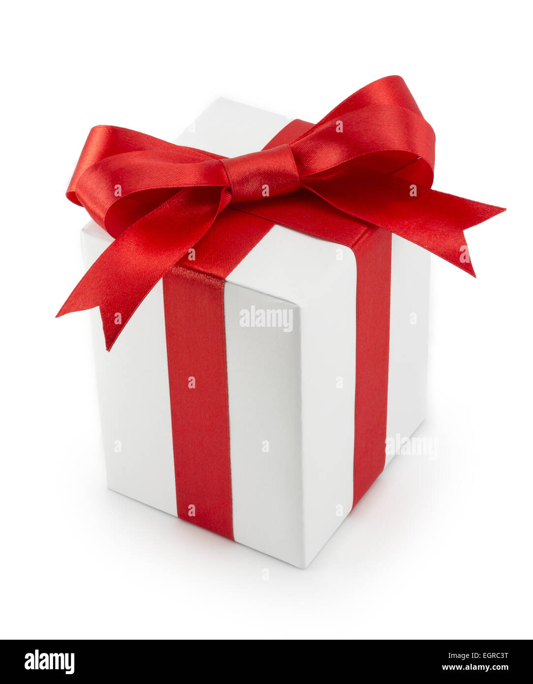 White Gift Box with Red Ribbon Bow isolated on white background Stock ...