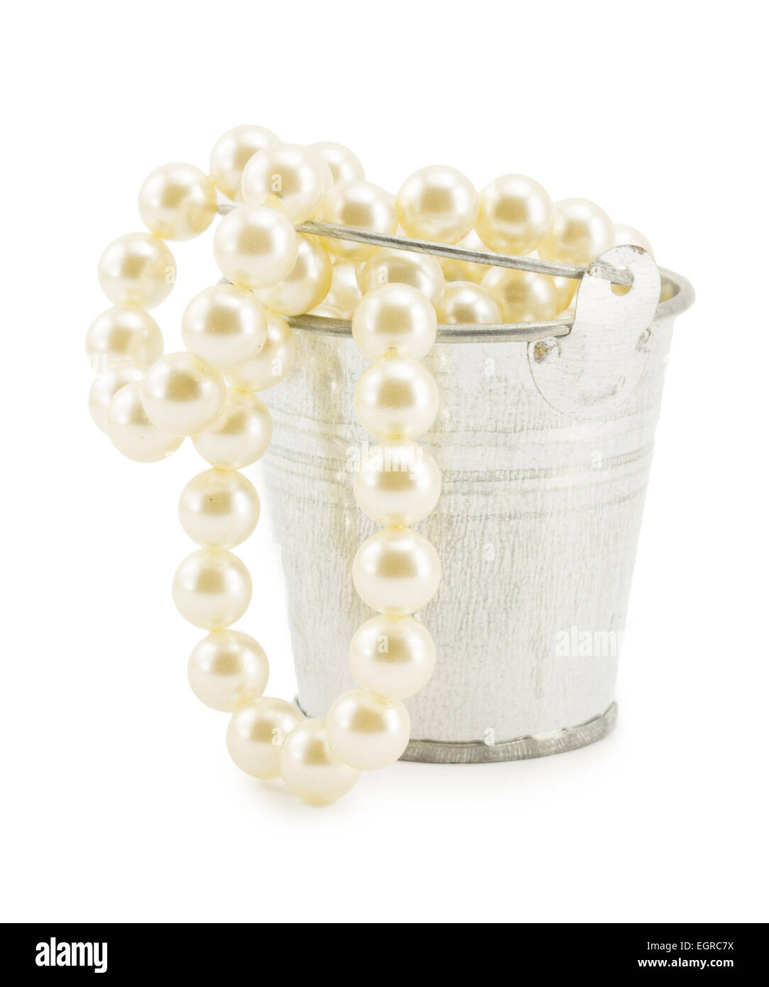 Metallic bucket isolated on white background Stock Photo - Alamy