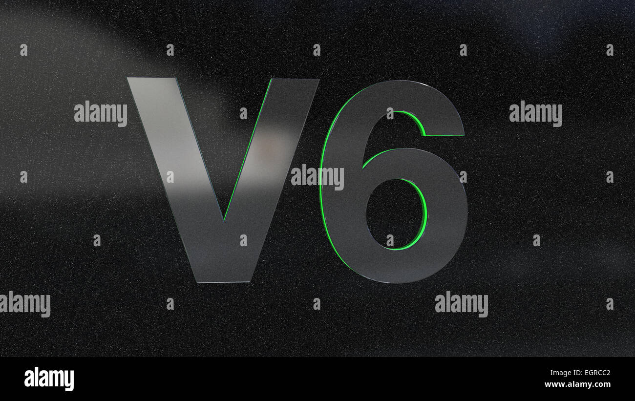 V6 sign, label, badge, emblem or design element on car print Stock ...