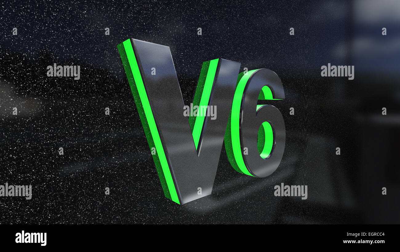 V6 sign, label, badge, emblem or design element on car print Stock ...