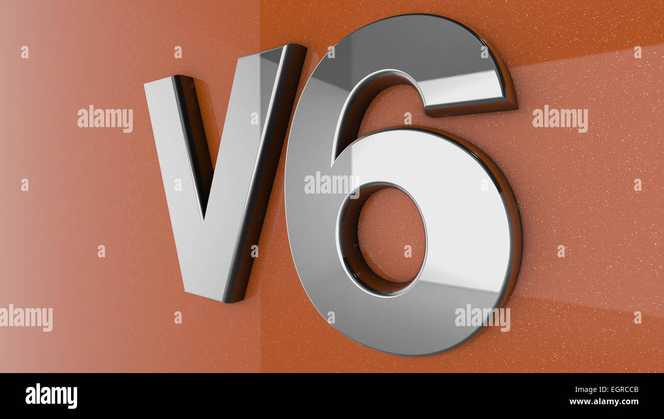 V6 sign, label, badge, emblem or design element on car print Stock ...