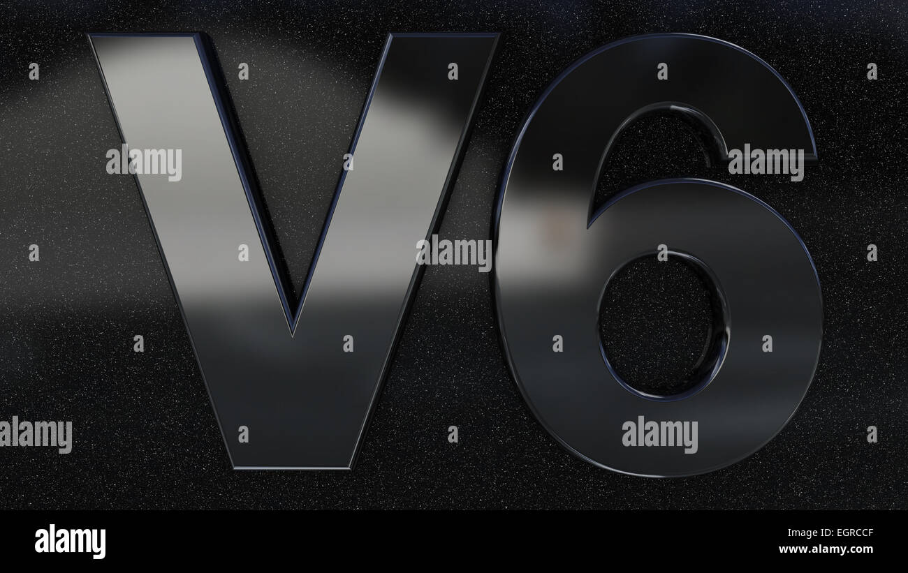 V6 sign, label, badge, emblem or design element on car print Stock ...