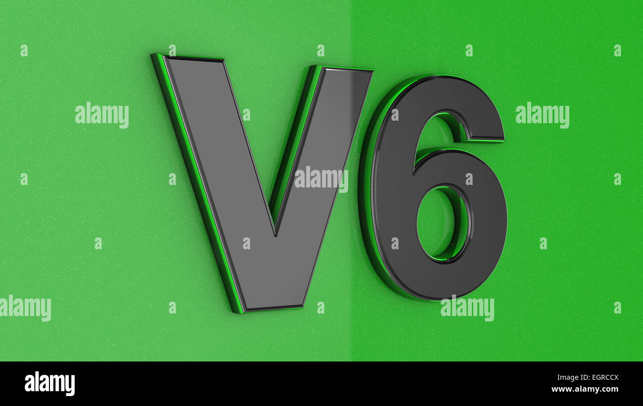 V6 sign, label, badge, emblem or design element on car print Stock ...