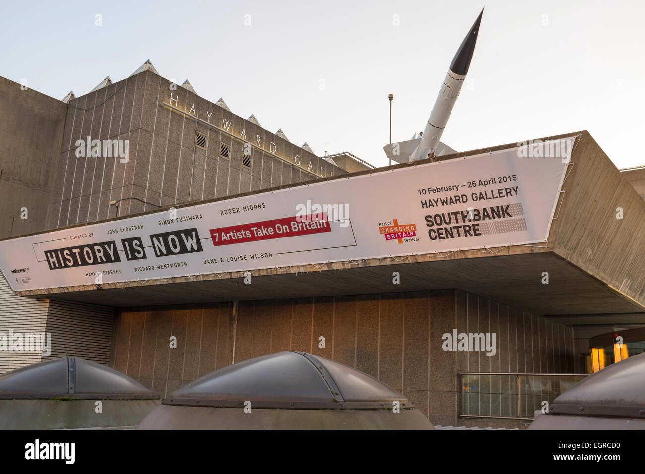 Cold war missile and missile launcher outside Hayward Gallery, London ...