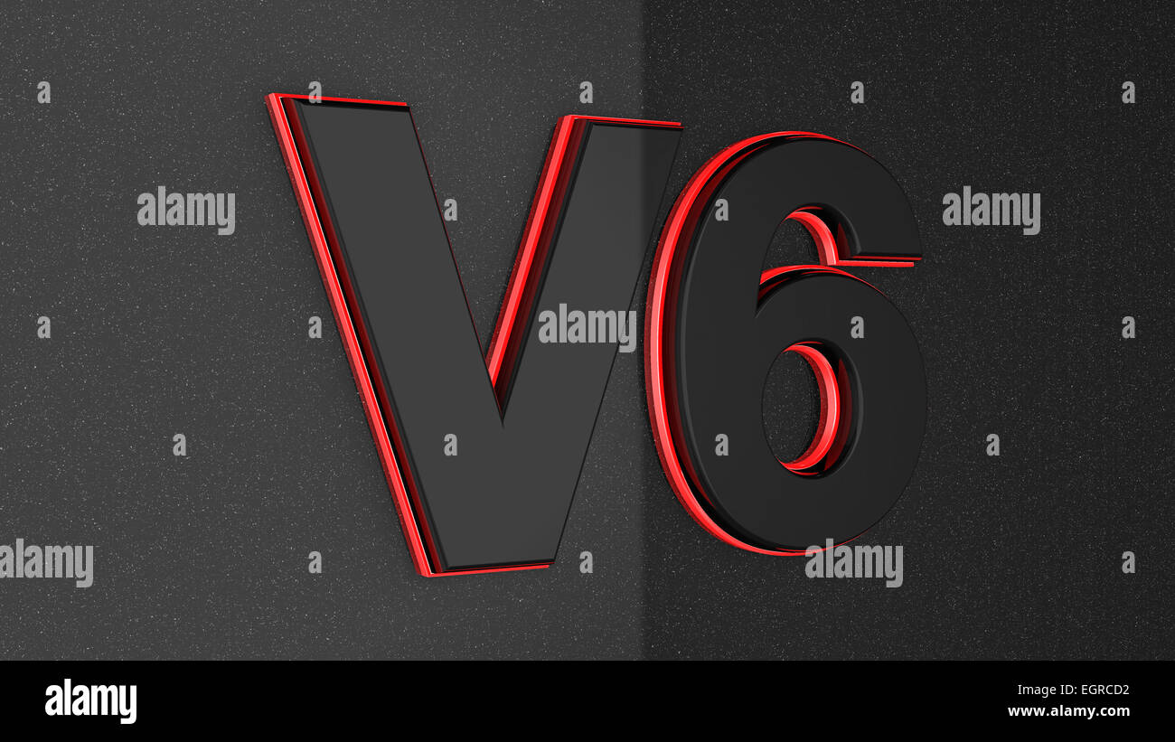 V6 sign, label, badge, emblem or design element on car print Stock ...