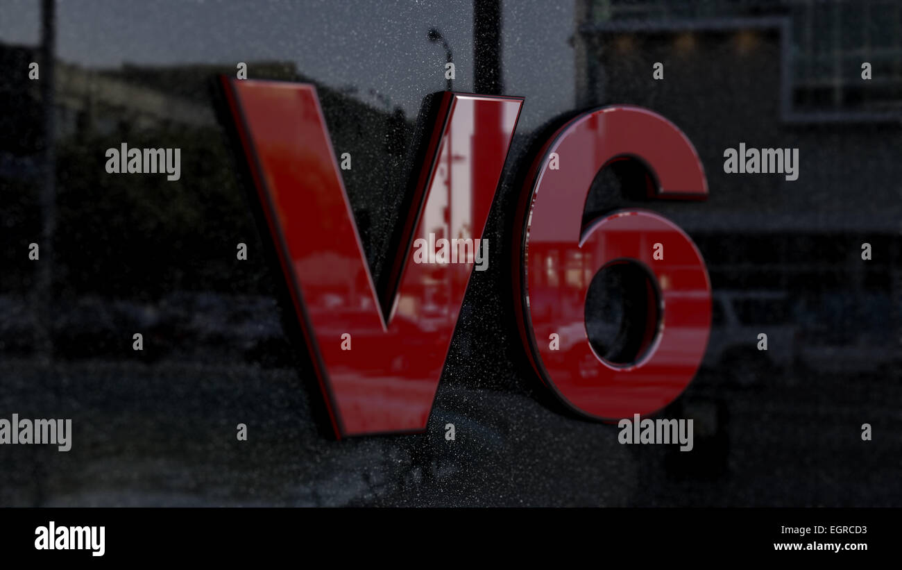 V6 sign, label, badge, emblem or design element on car print Stock ...