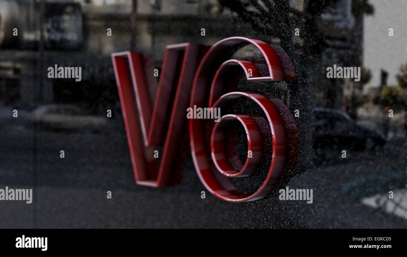 V6 sign, label, badge, emblem or design element on car print Stock ...