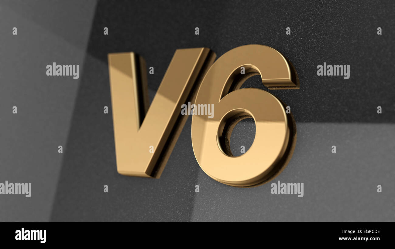 V6 sign, label, badge, emblem or design element on car print Stock ...