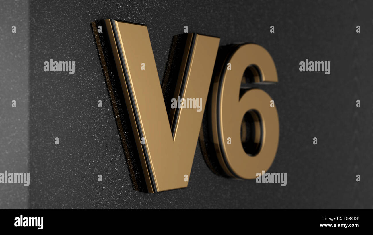 V6 sign, label, badge, emblem or design element on car print Stock ...