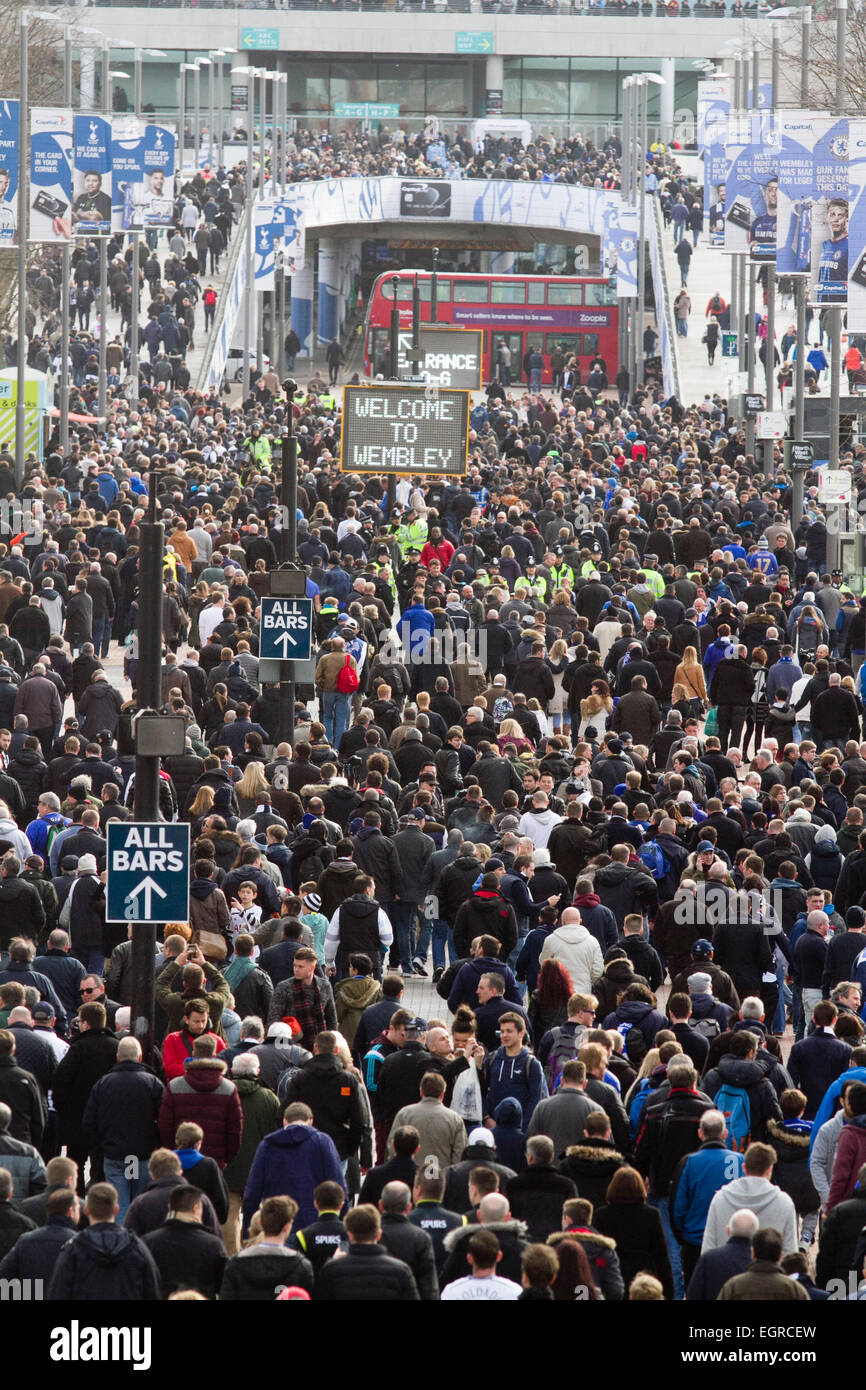 Wembley London,UK. 1st March 2015. Thousands of football fans arrive at ...